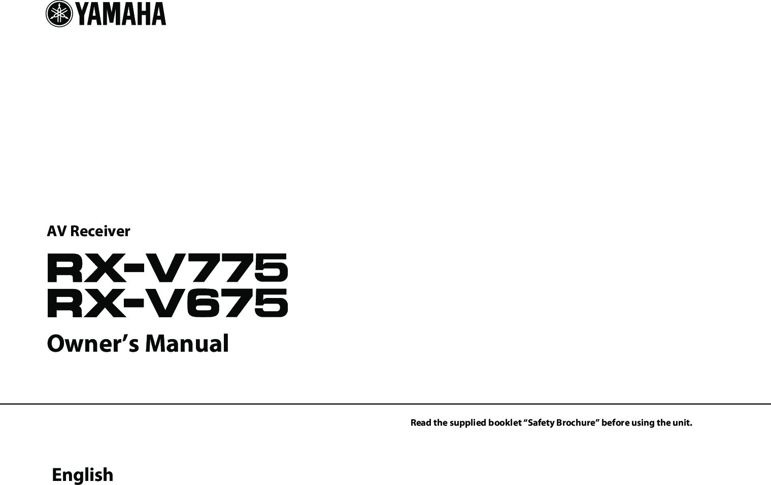 Yamaha Rx V775 Owners Manual User 121924