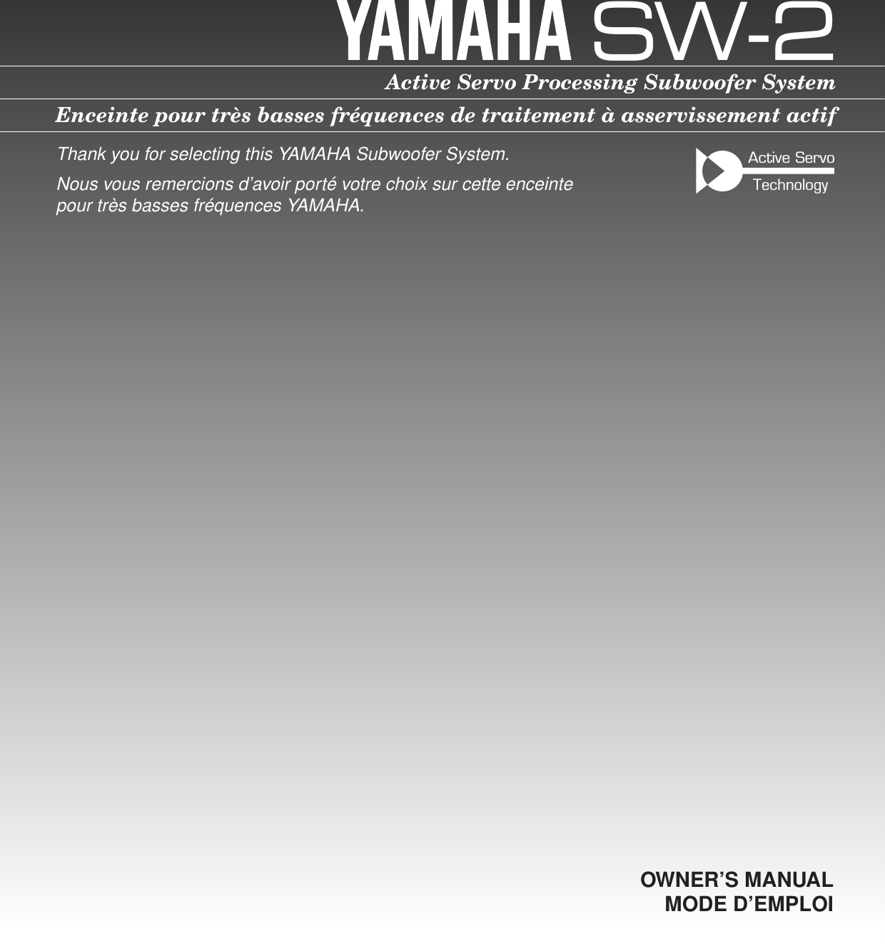 Yamaha 1SW 2 ENG SW OWNER'S MANUAL