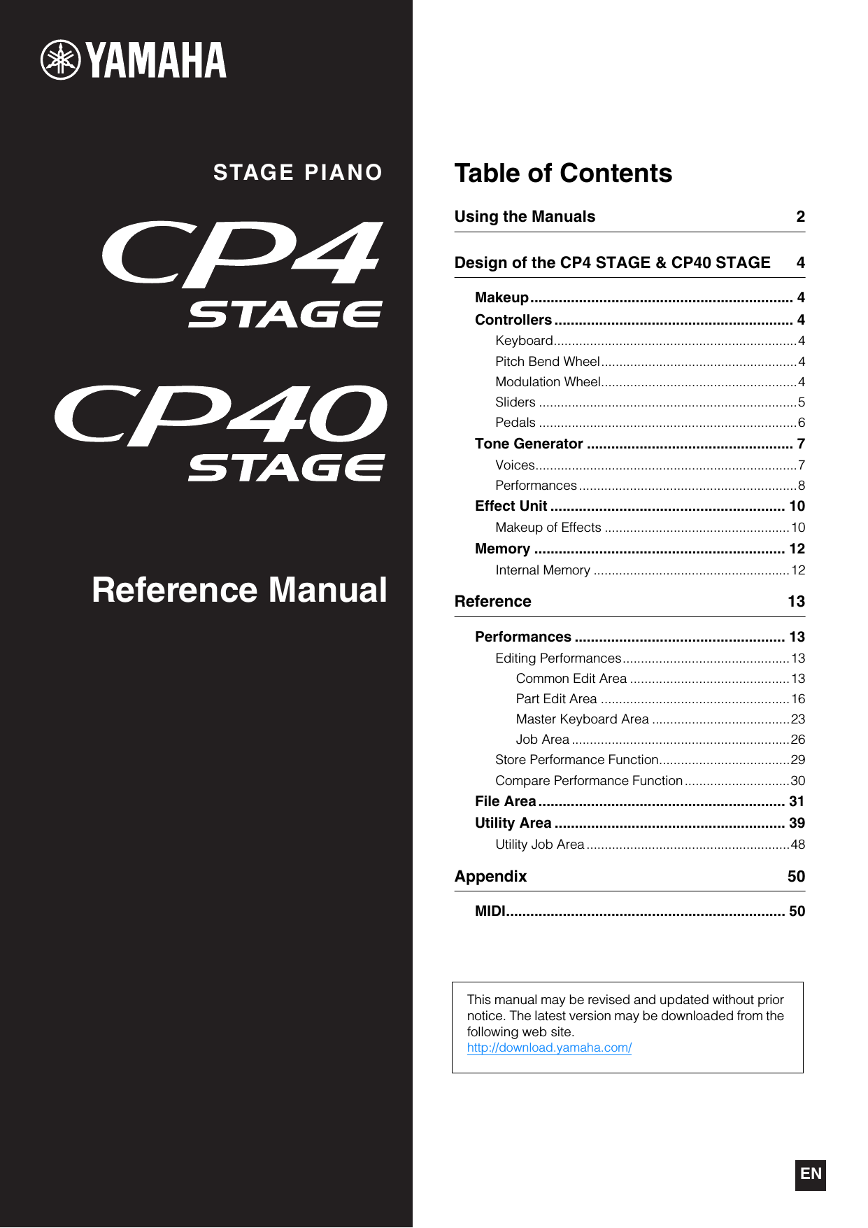 Yamaha CP4/CP40 Reference Manual CP4 STAGE / CP40 Cp4cp40 En Rm B0