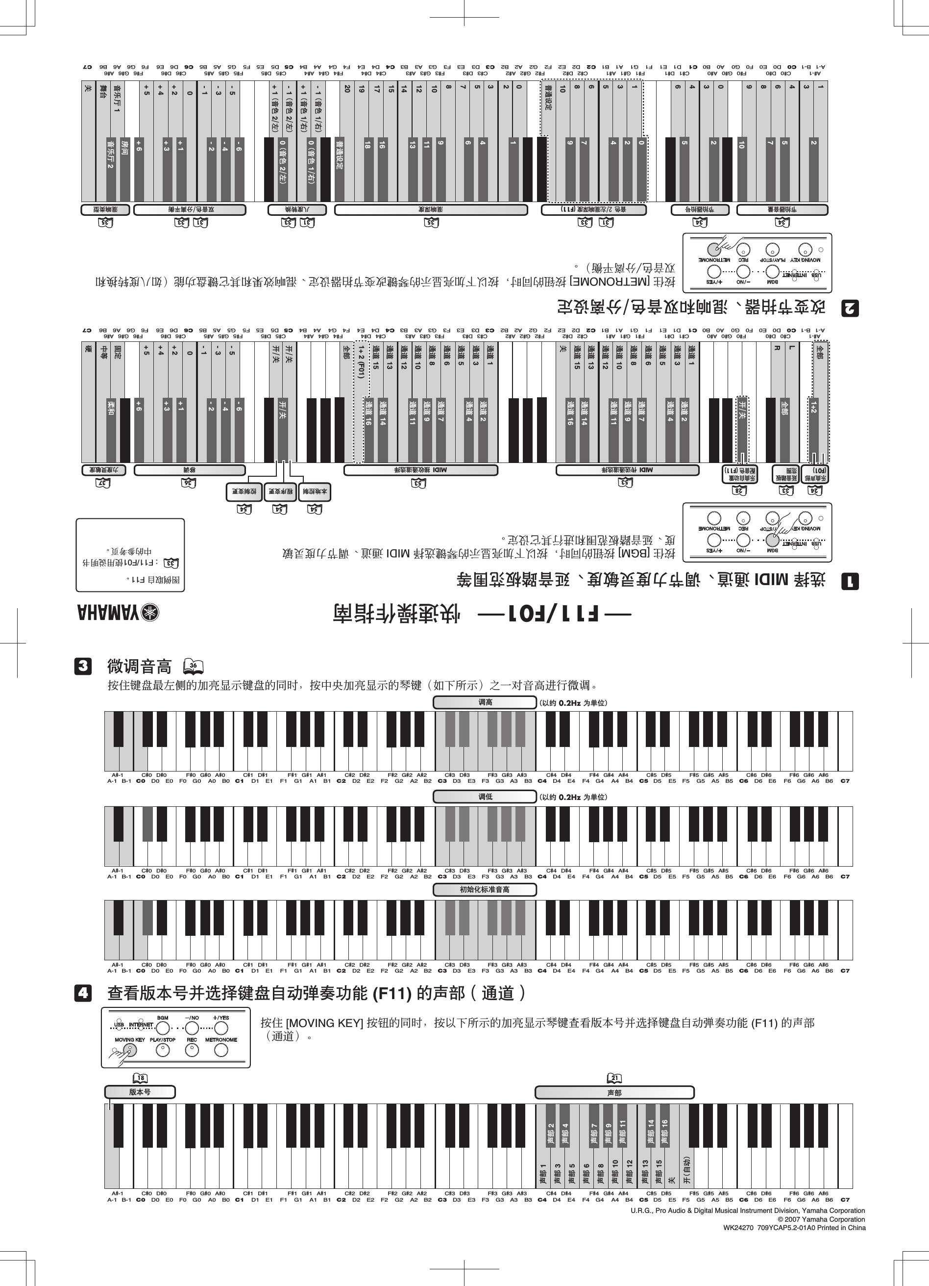 Yamaha F11/F01 Quick Guide Operation F11 Zh Qg A0