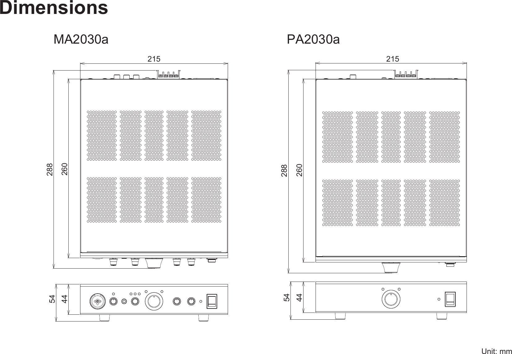Yamaha MA2030a,PA2030a Dimensions MA2030a, PA2030a Ma2030a