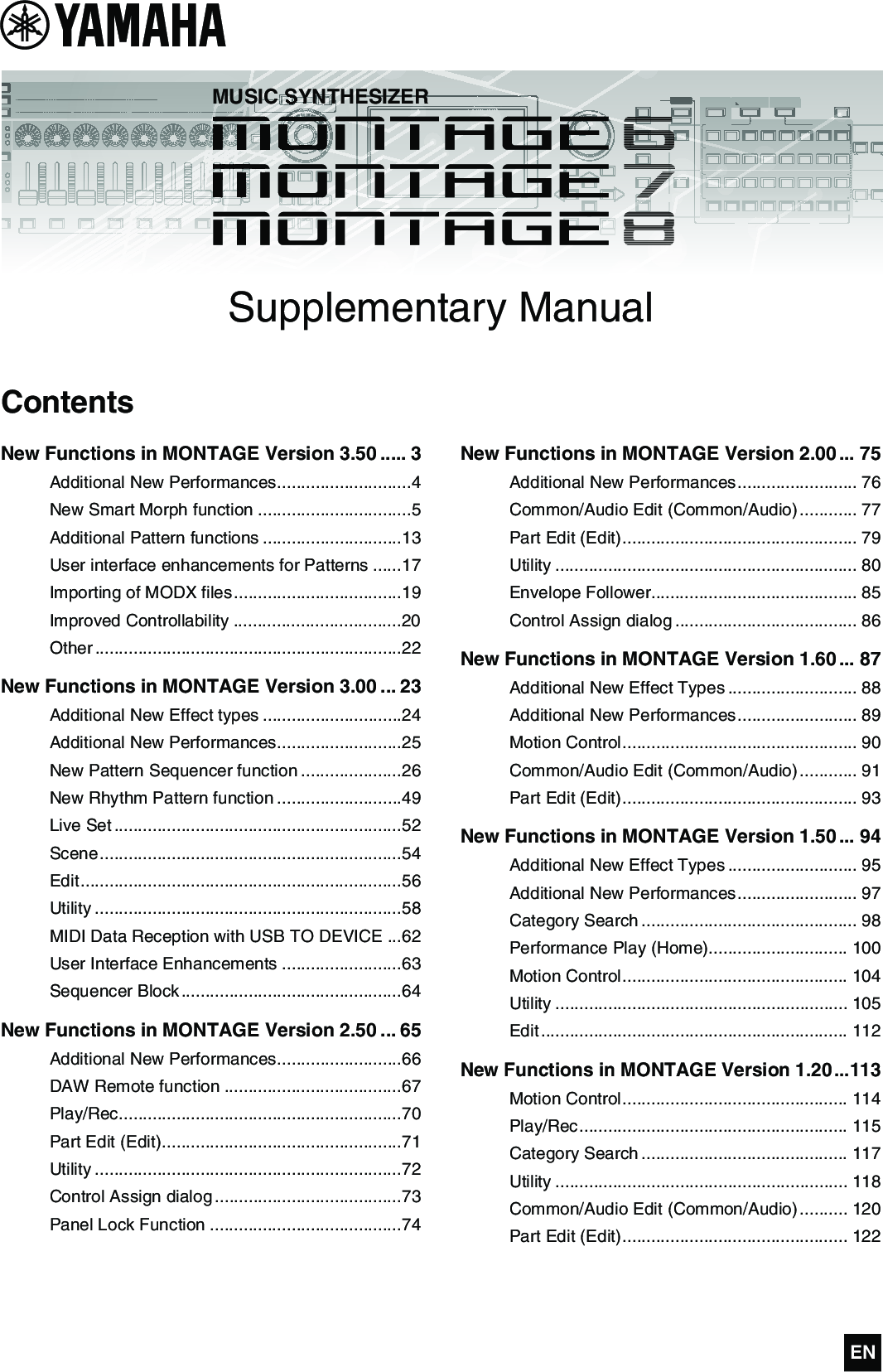 Yamaha MONTAGE Supplementary Manual 6/7/8 En Sm H0
