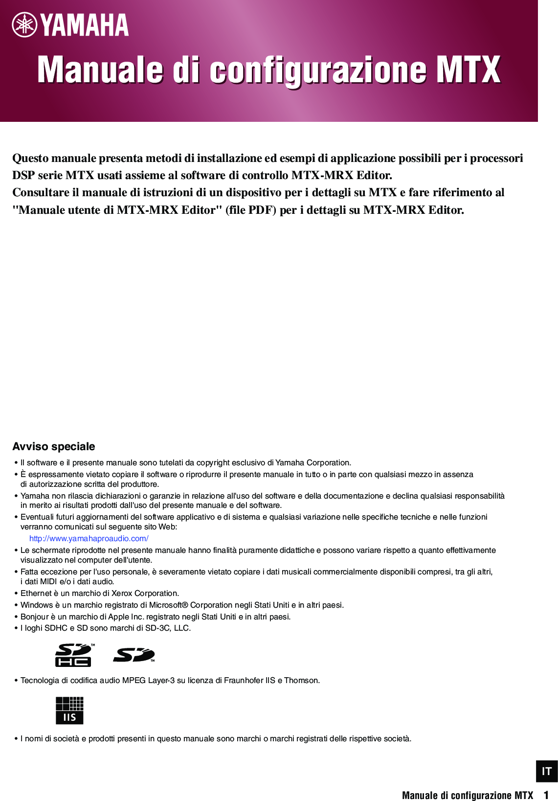 Yamaha MTX Setup Manual Sm It G0