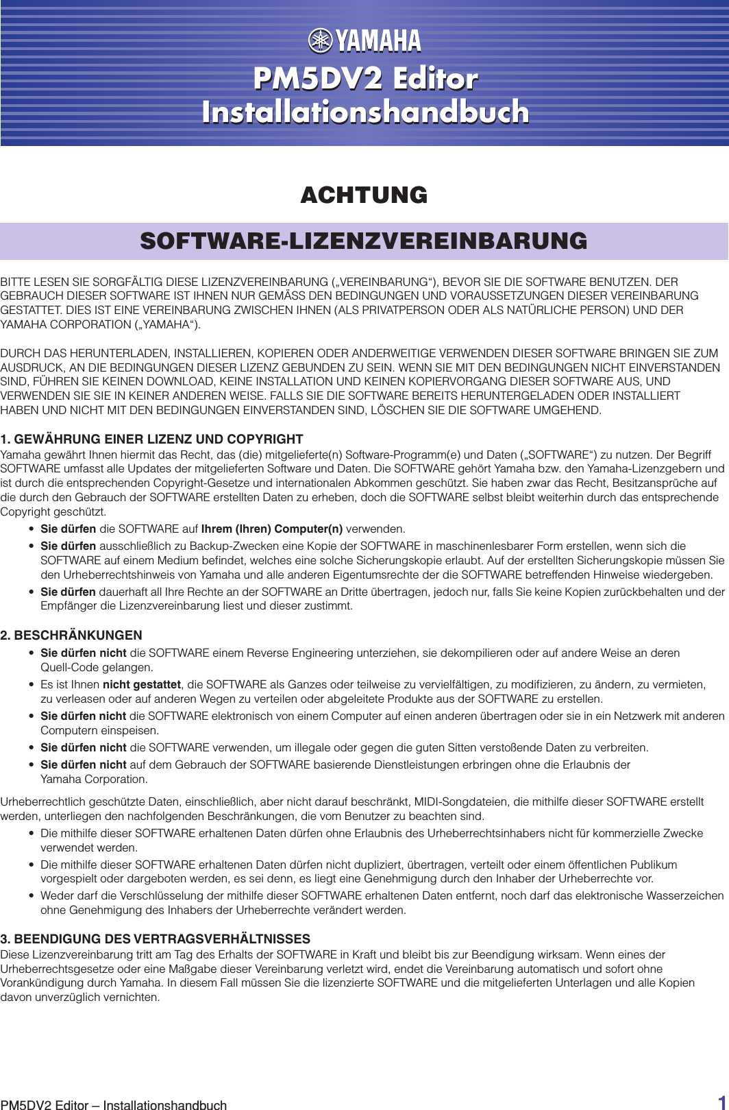 Yamaha PM5DV2 Editor Installation Guide PM5D/PM5D RH V2 Pm5dv2editor De Ig B0