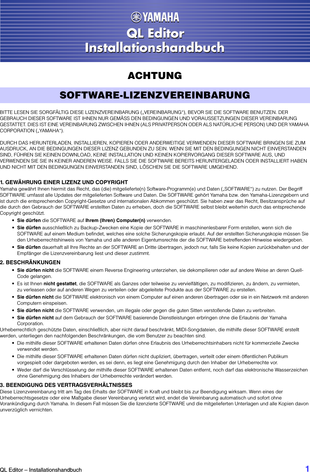 Yamaha QL Editor Installation Guide Qleditor De Ig B0