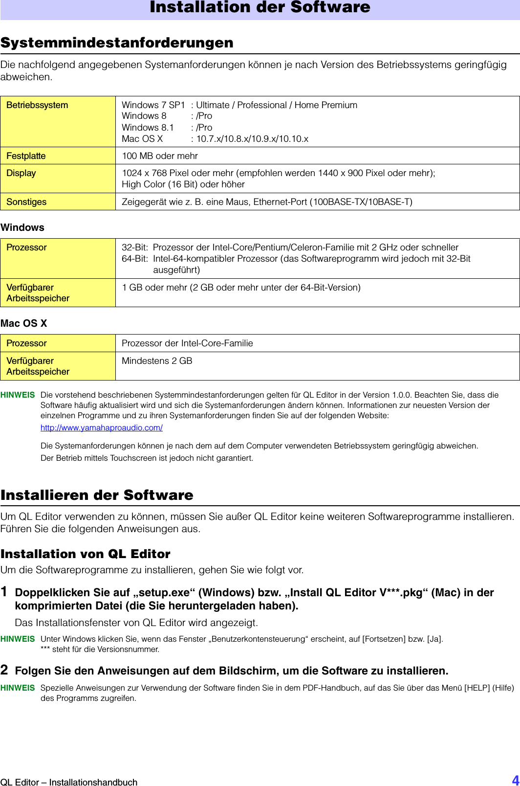 Yamaha QL Editor Installation Guide Qleditor De Ig B0