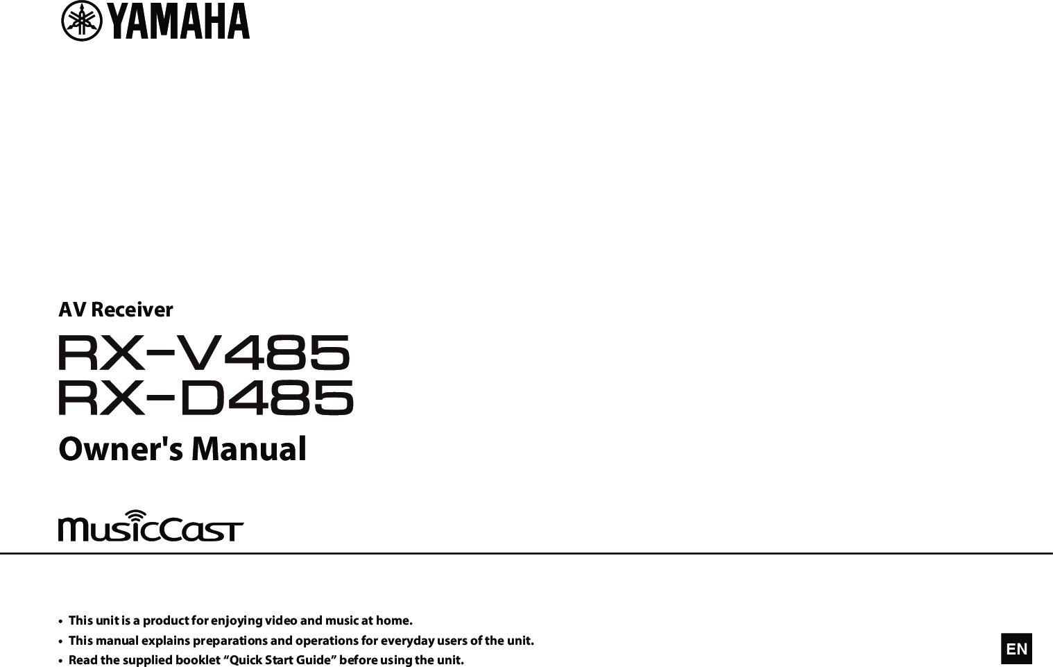 Yamaha RX V485/RX D485 Owner's Manual Owner’s Web AV17 0111 V485 Om ...