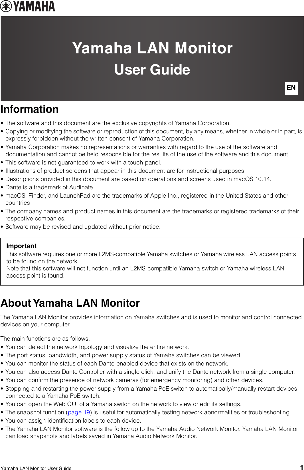 Yamaha Lan Monitor (MAC) User Guide Mac En Ug I0