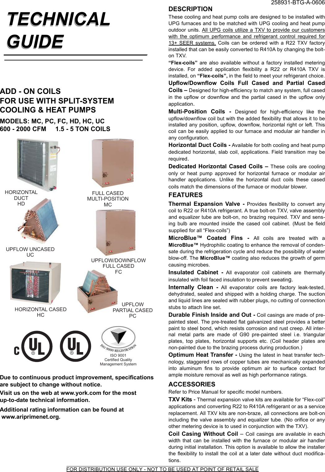 York Hc Users Manual 258920 YTG A 0606