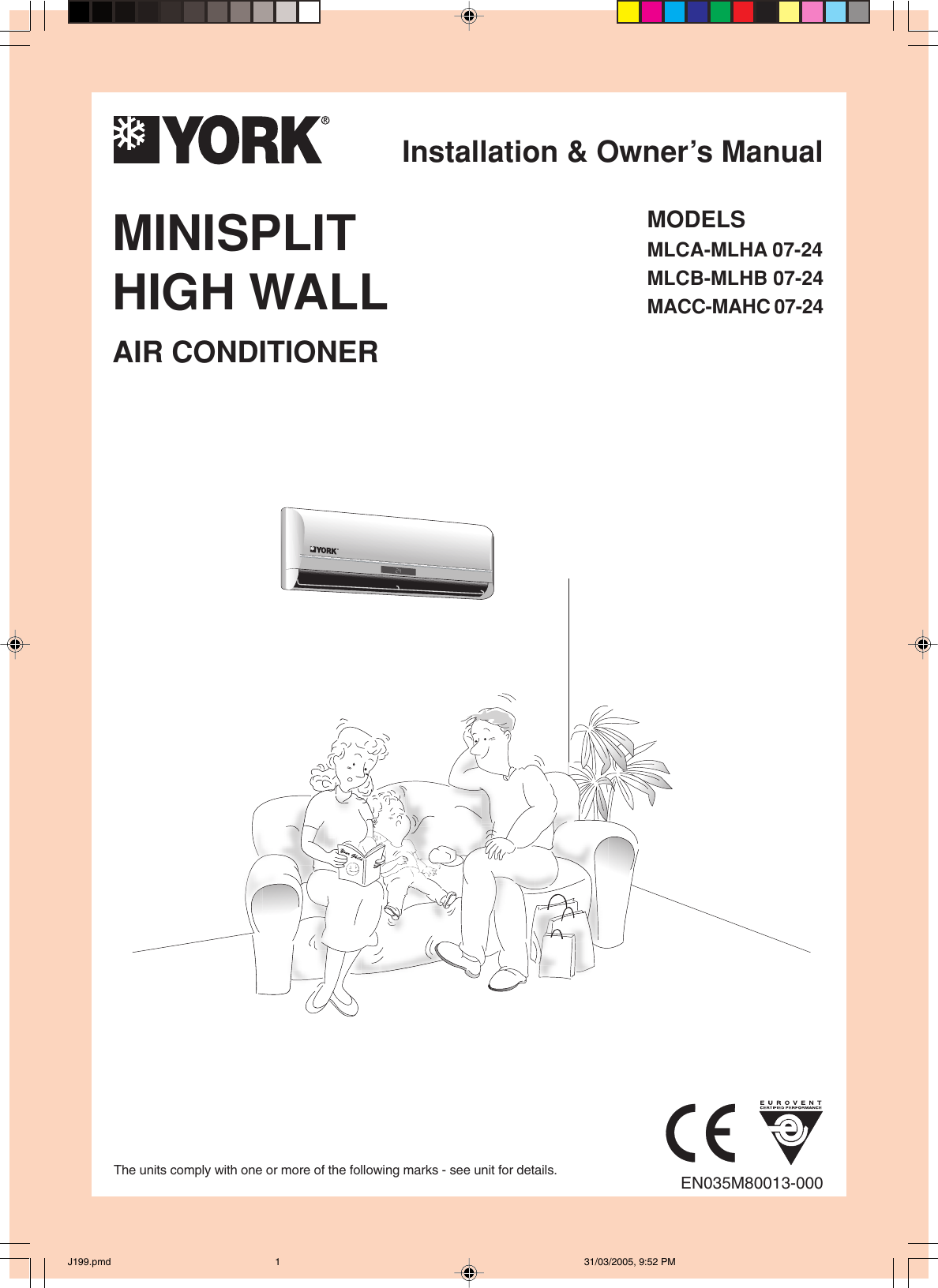 York Minisplit High Wall Mlca Mlha 07 24 Users Manual