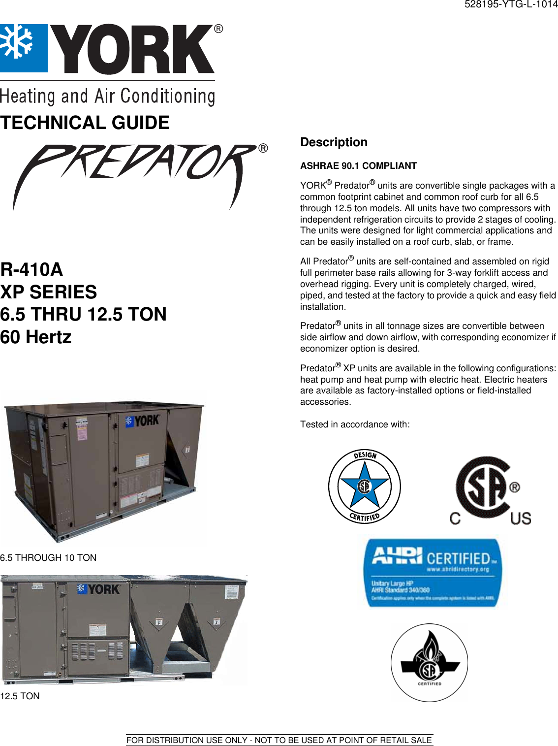 York Xp Predator R410A Technical Guide