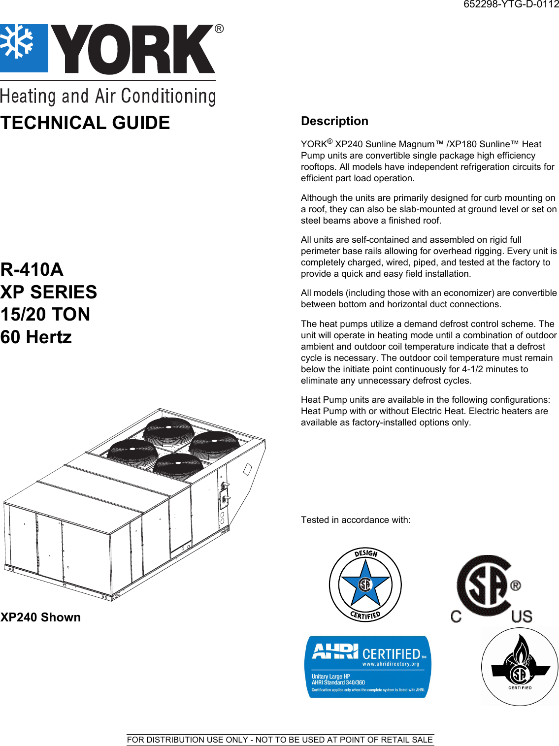 York Xp Sunline Technical Guide