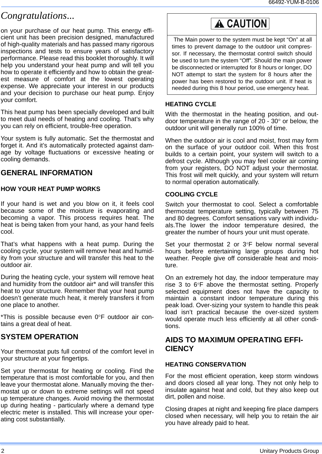 York Affinity Bhx Packaged Unit Owner S Manual ...