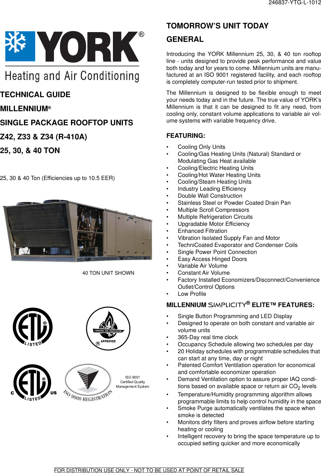 York Z Millennium R410A Technical Guide
