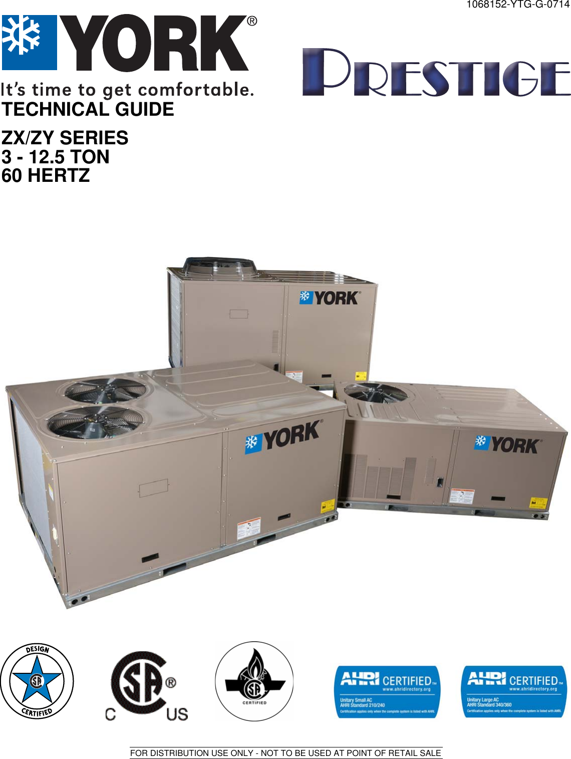 York Zx Prestige Rooftop Unit Technical Guide 1068152 YTG G 0714