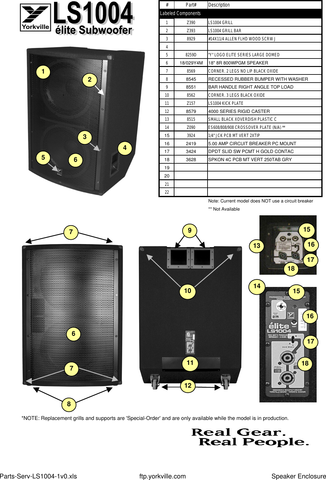 Yorkville Car Speaker Ls1004 Users Manual Parts Serv 1v0