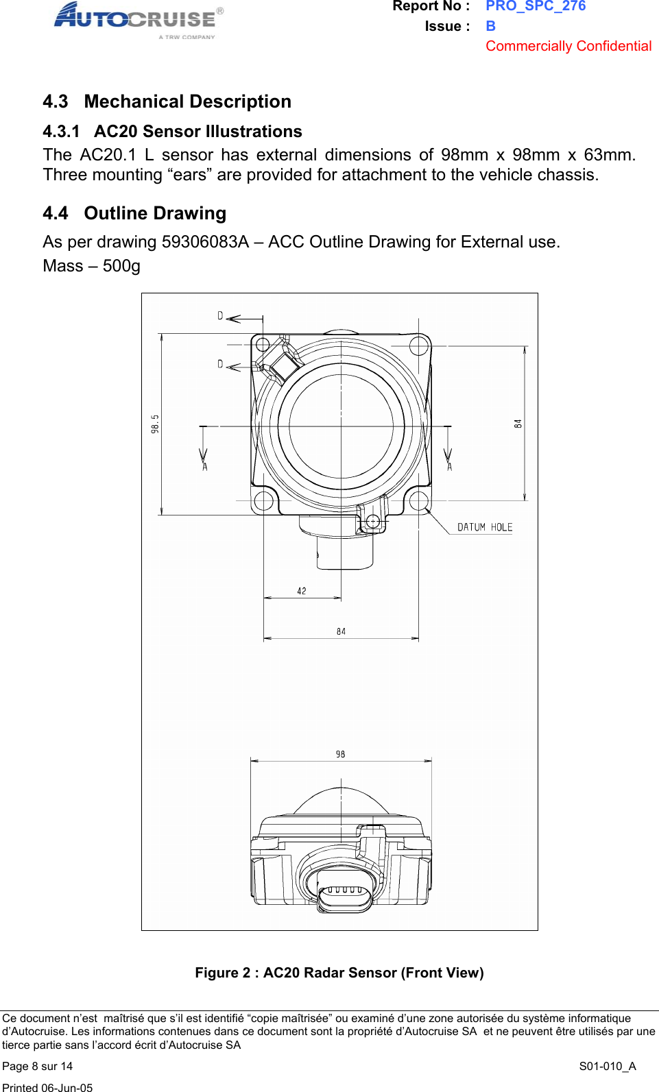ZF Autocruise France AC20 Vehicle mounted field disturbance sensor User ...