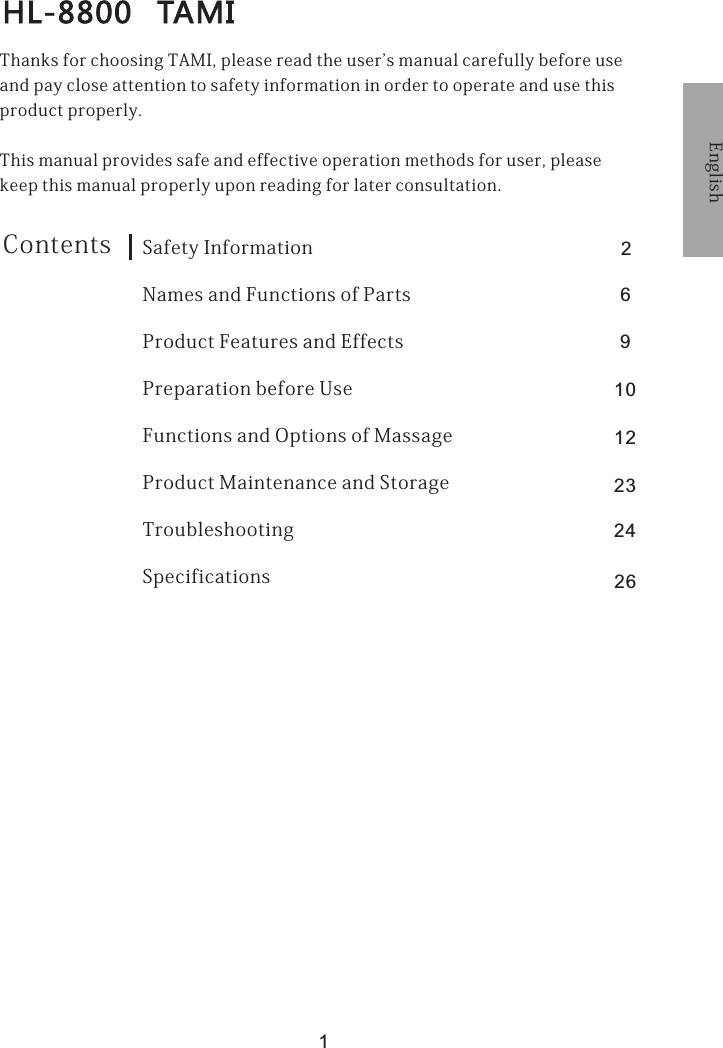 ZHEJIANG HENGLIN CHAIR INDUSTRY HL8800 HL-8800 User Manual