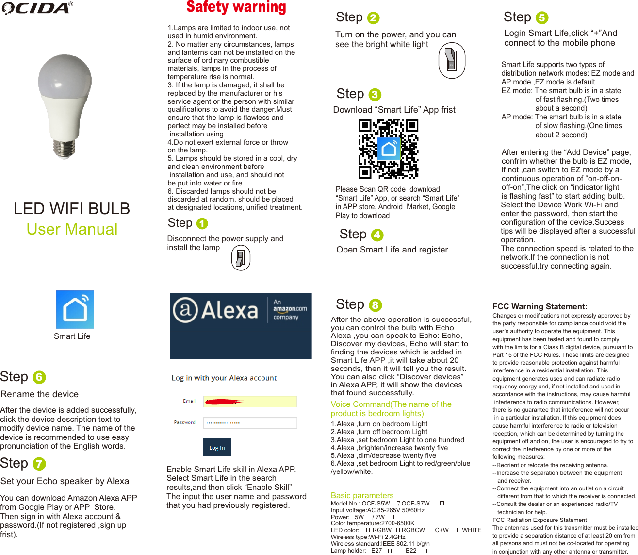 ZHONGSHAN OCIDA LIGHTING OCFS LED WIFI BULB User Manual user manual