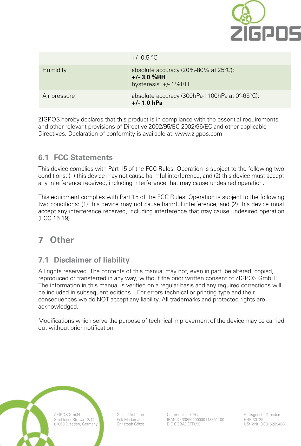 ZIGPOS LTHPV3 ZIGPOS sensor module User Manual 15 LTHP v3 UserMan