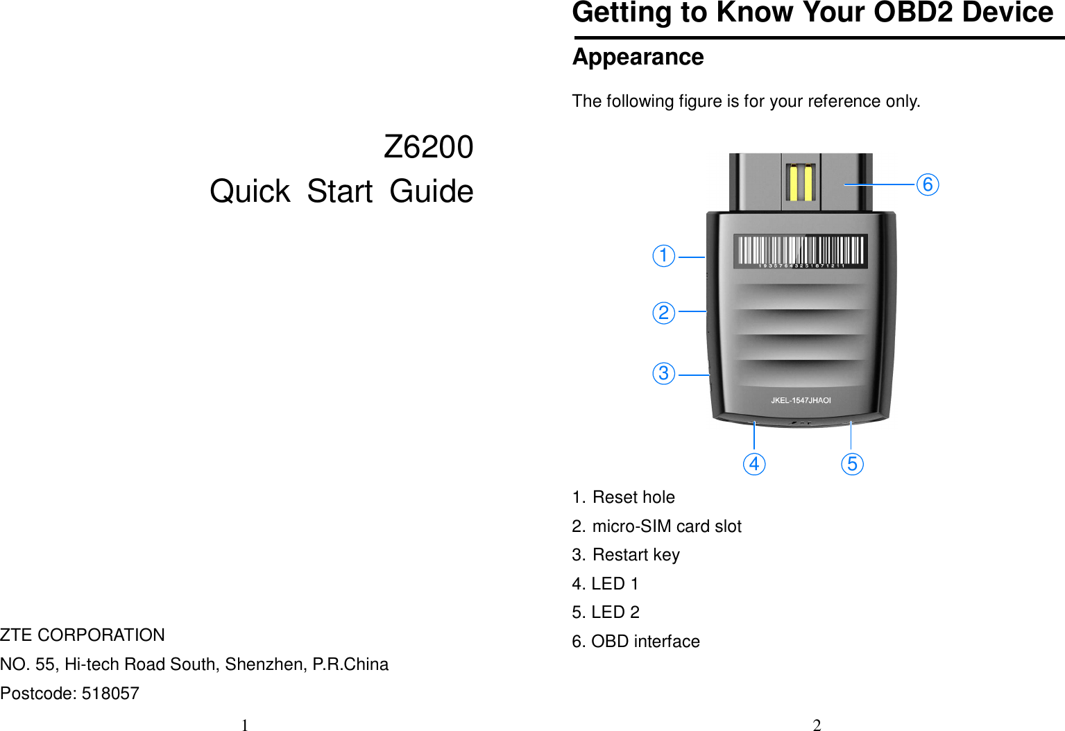 ZTE Z6200 LTE OBDII Hotspot User Manual