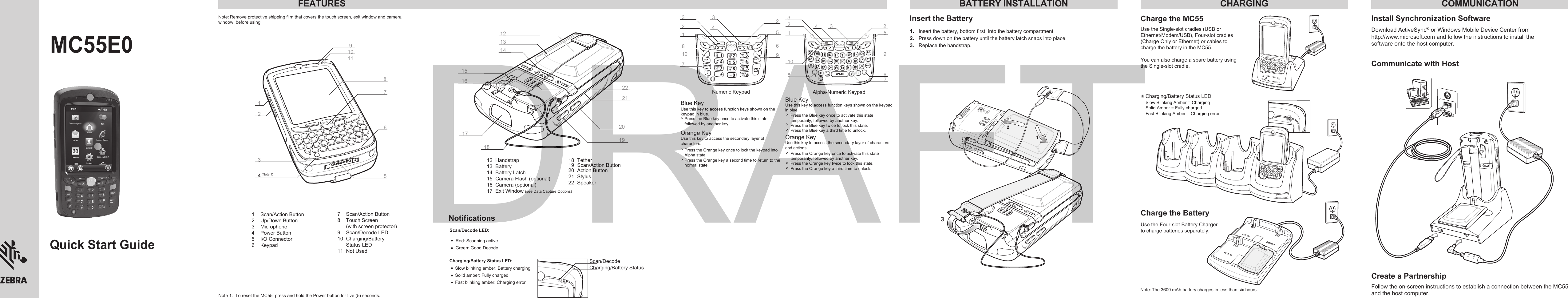 Zebra Technologies MC55E0 Enterprise Digital Assistant User Manual QSG