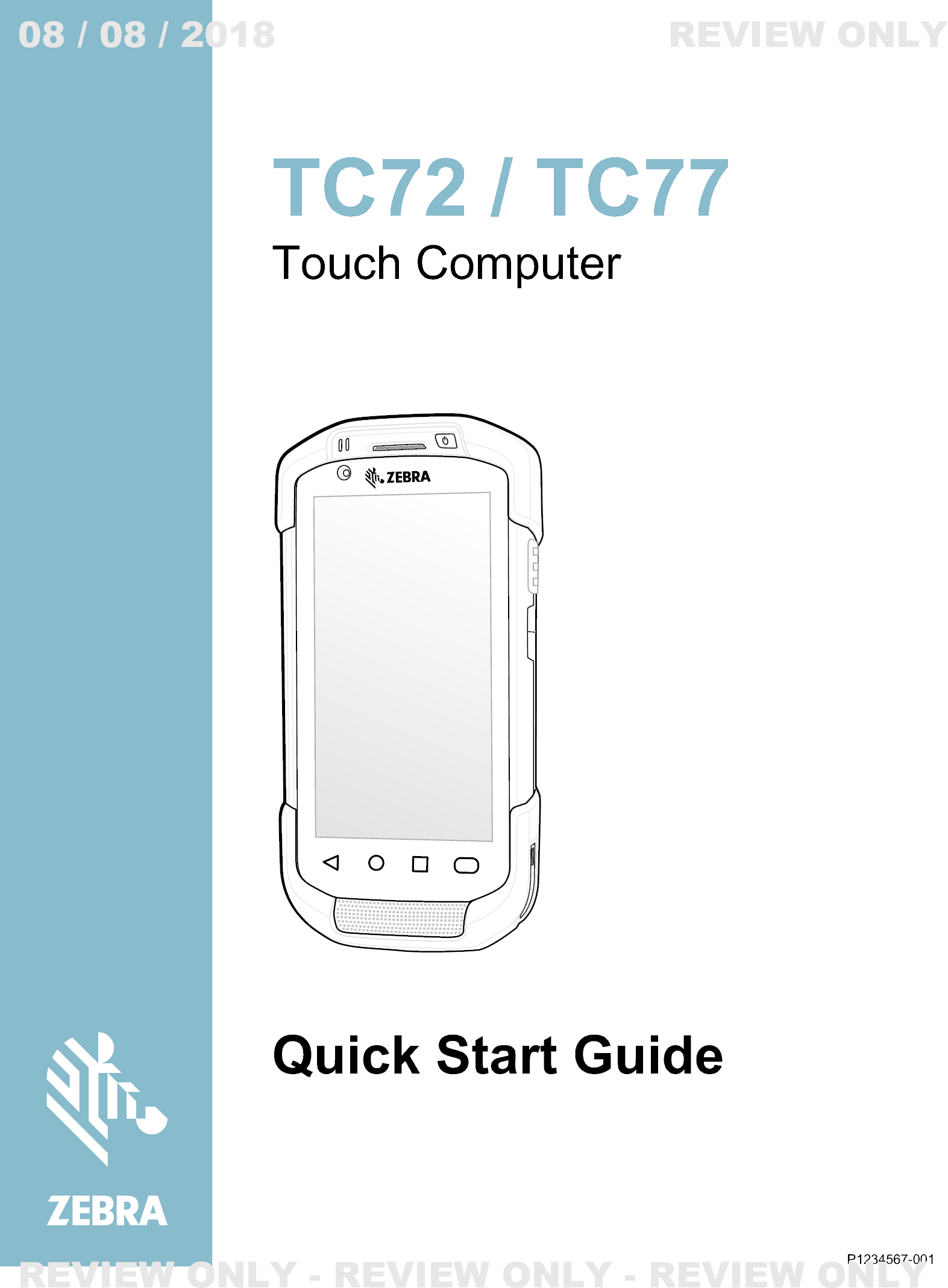 Zebra Technologies TC720L Touch computer User Manual Quick Start Guide