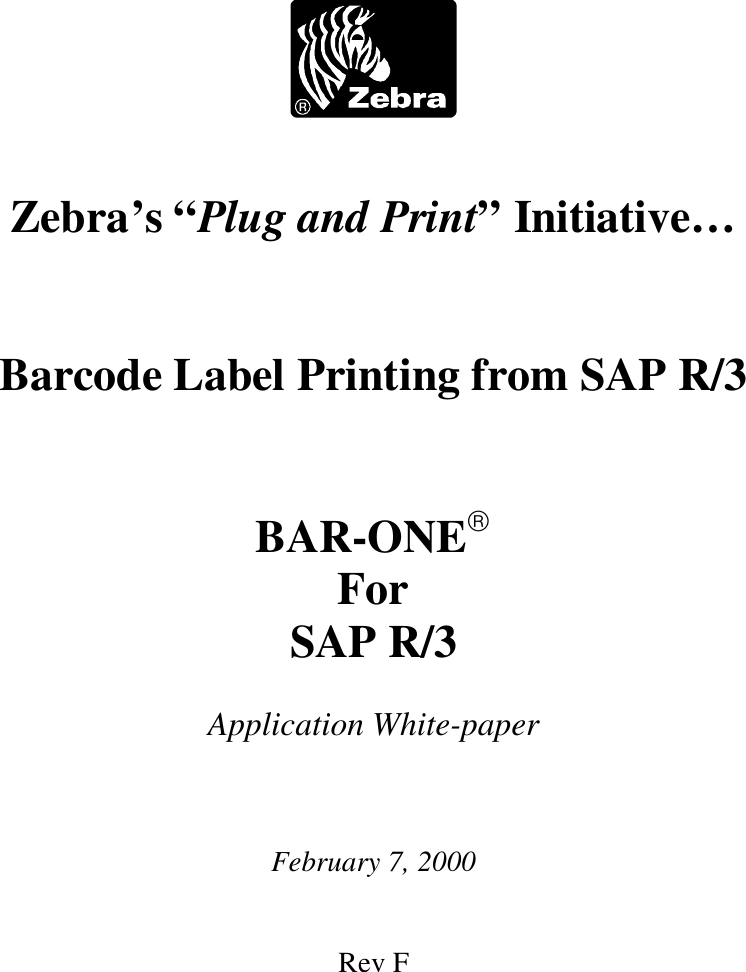 Zebra Sap R 3 Users Manual BAR ONE For SAP_rf