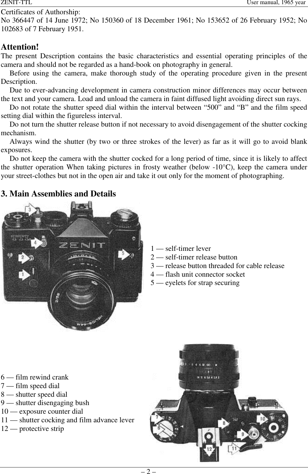 Zenith Ttl Camera Users Manual Zenitttleng