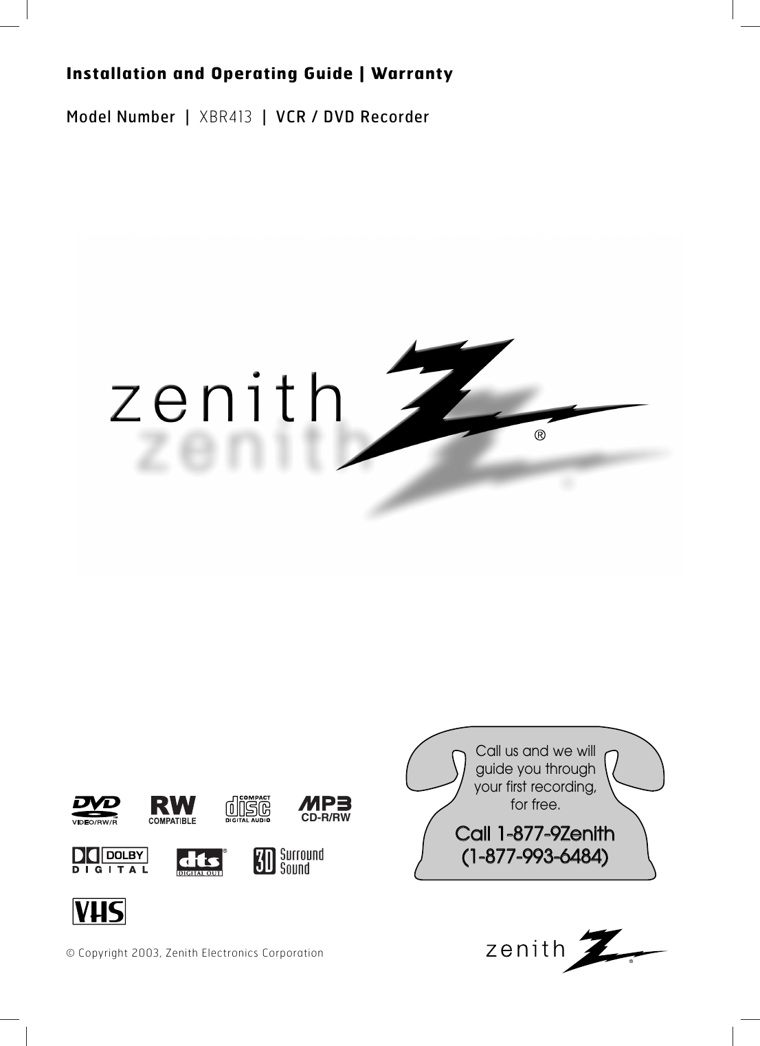 Zenith Xbr413 Dvd Player Recorder And Vcr Combo Instruction Manual ManualsLib Makes It Easy To ...