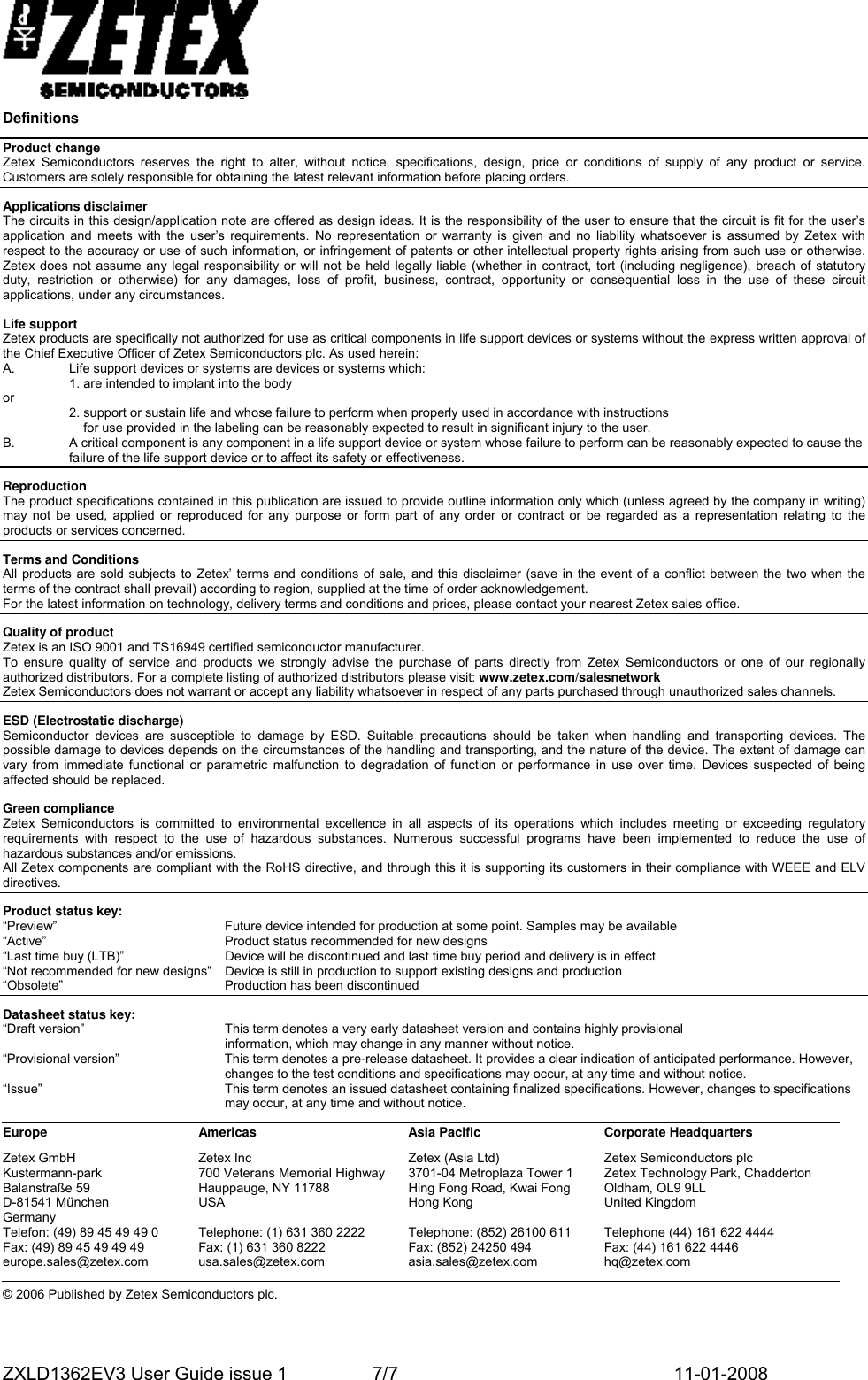 Zetex Zxld1362Ev3 Users Manual User Guide Issue 1