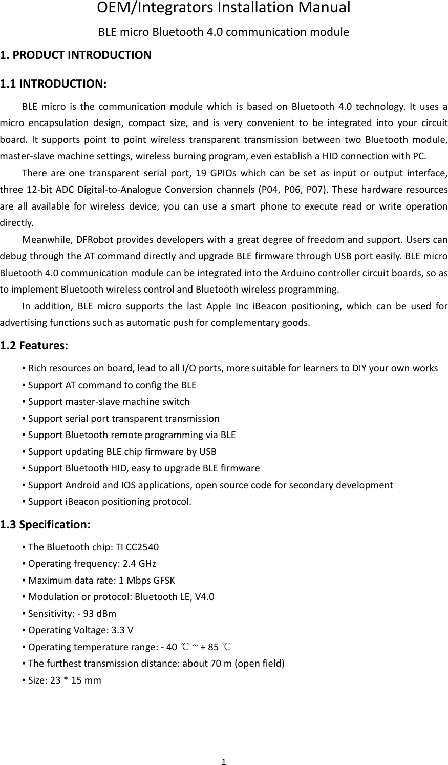Zhiwei Robotics BLE-MICRO BLE micro Discussion and FAQ Rev1x