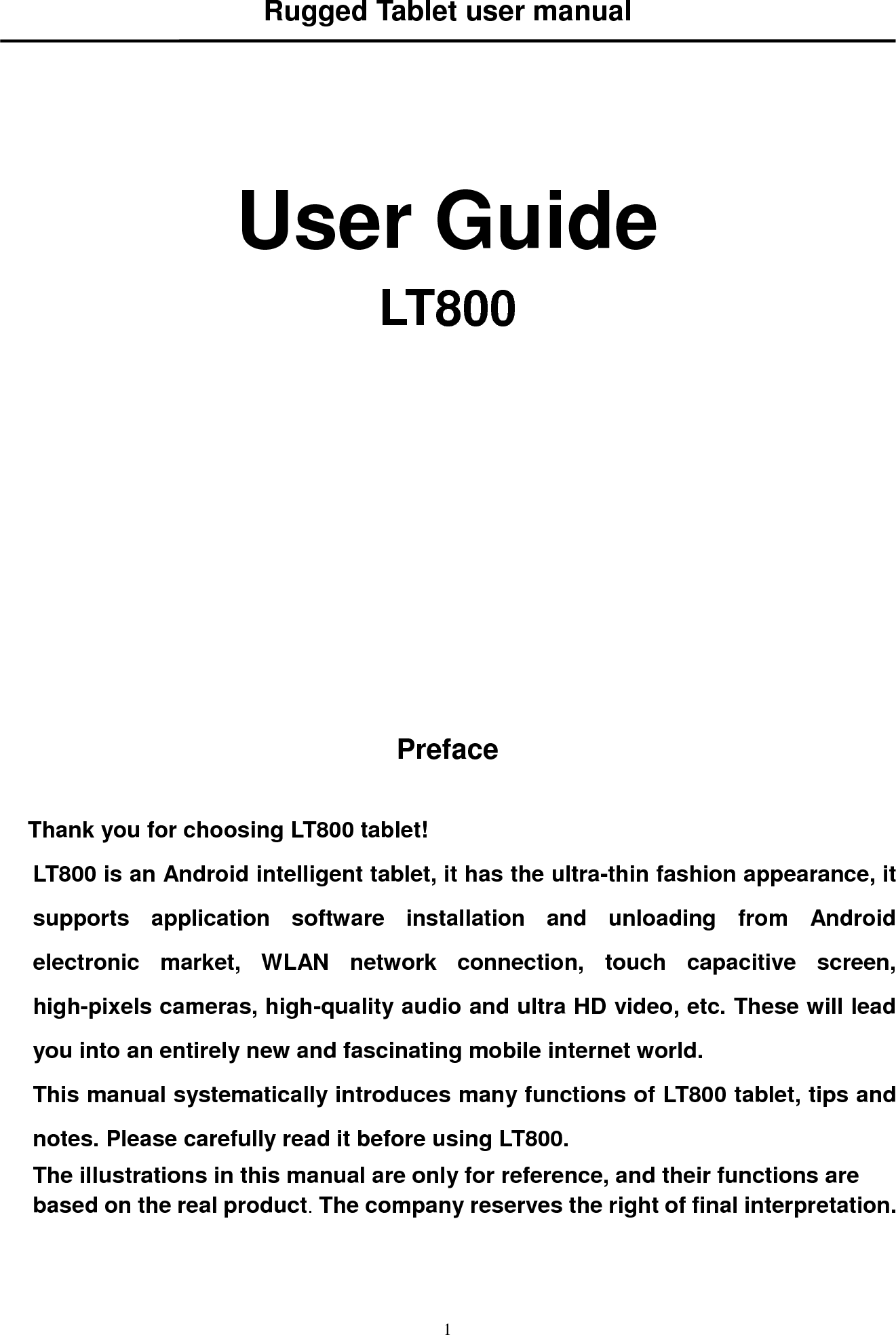 ZoomSmart Technology LT800 Rugged Tablet User Manual User Munaul