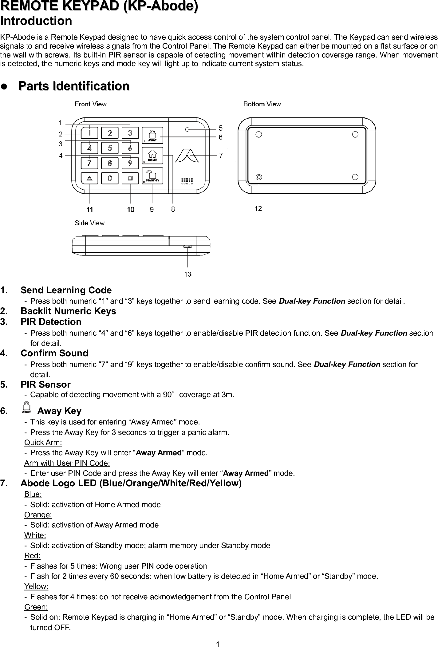 abode systems KP2 abode keypad 2.0 User Manual KP Abode 20190612