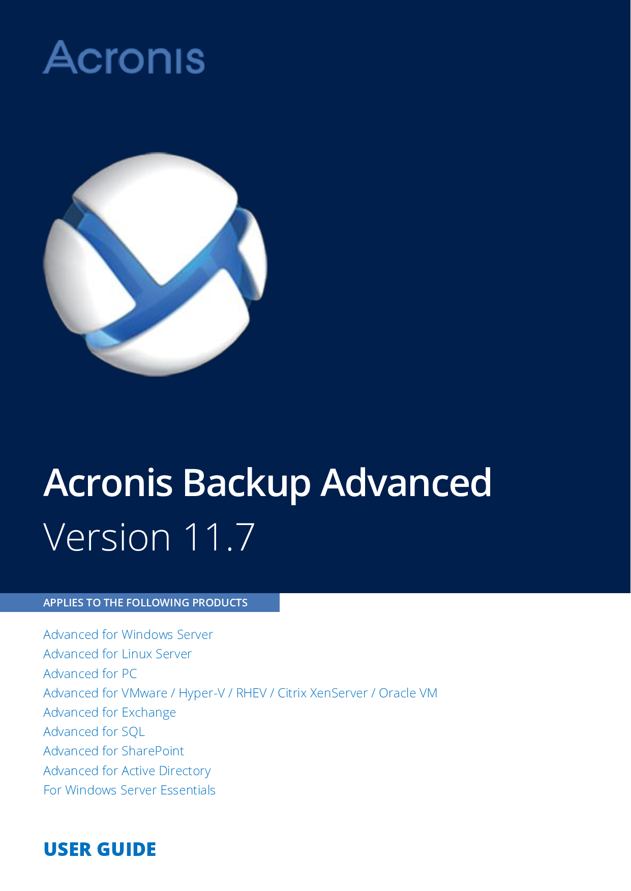 Acronis Backup Advanced 11.7 User Guide Ug En