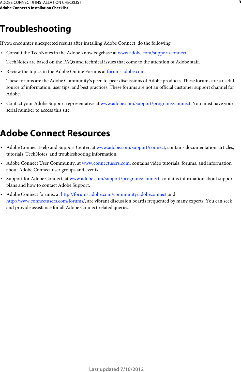 Adobe Connect 9 Installation Checklist 9.0 Install En