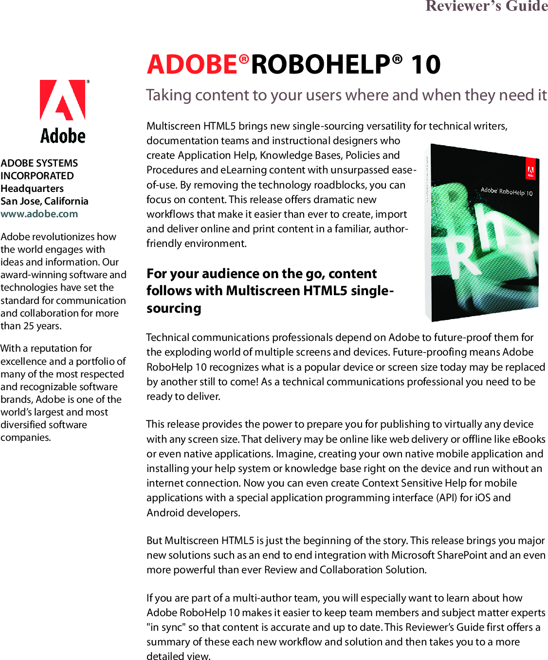 Adobe Robo Help 10.0 Reviewer’s Guide Robohelp10 Rg En