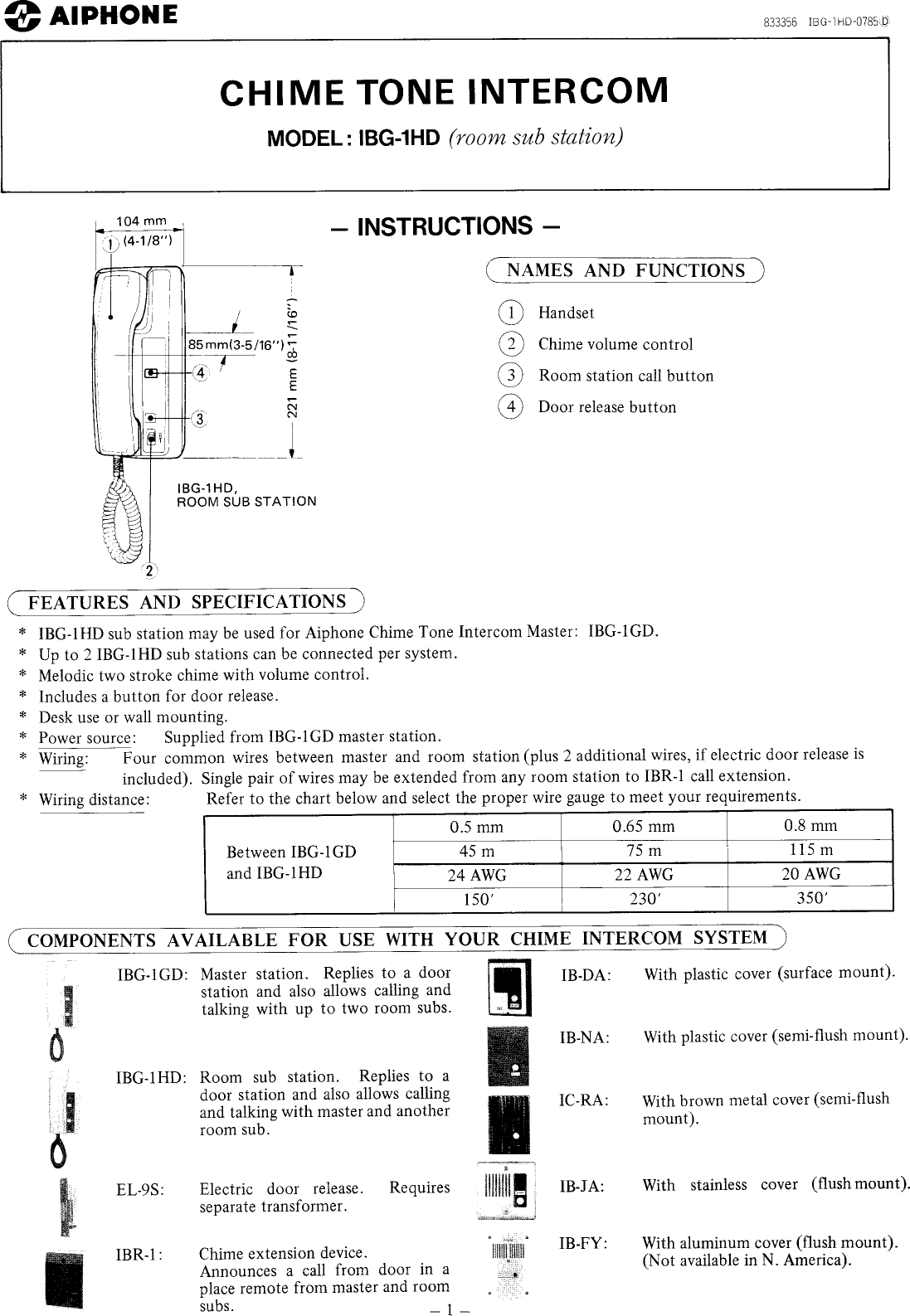 Aiphone El9s User Manual 1dc1b963 a254 47e5 97be a675a2444209