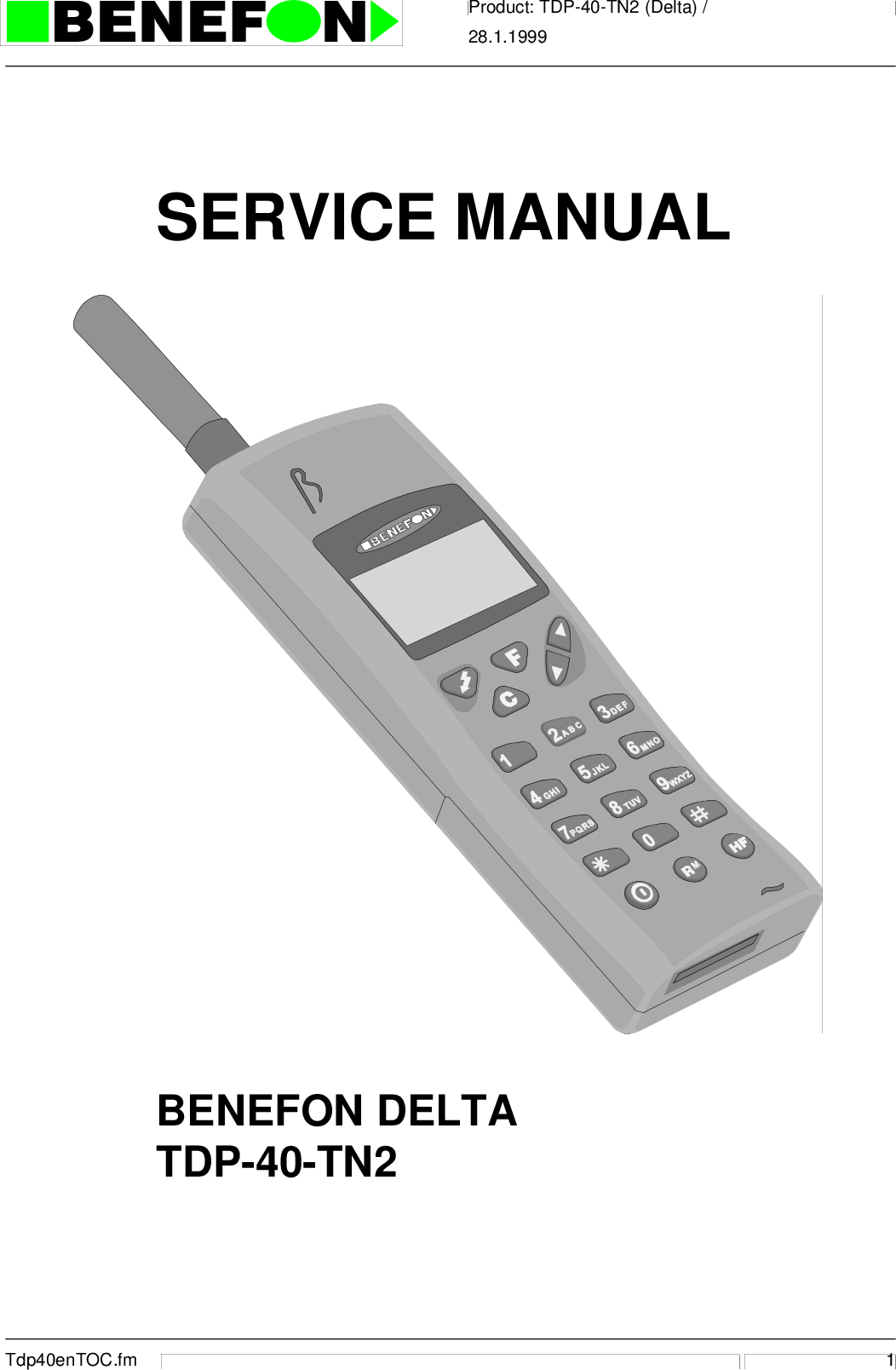 Benefon E Delta Service Manual TDP 40 TN2 SM En
