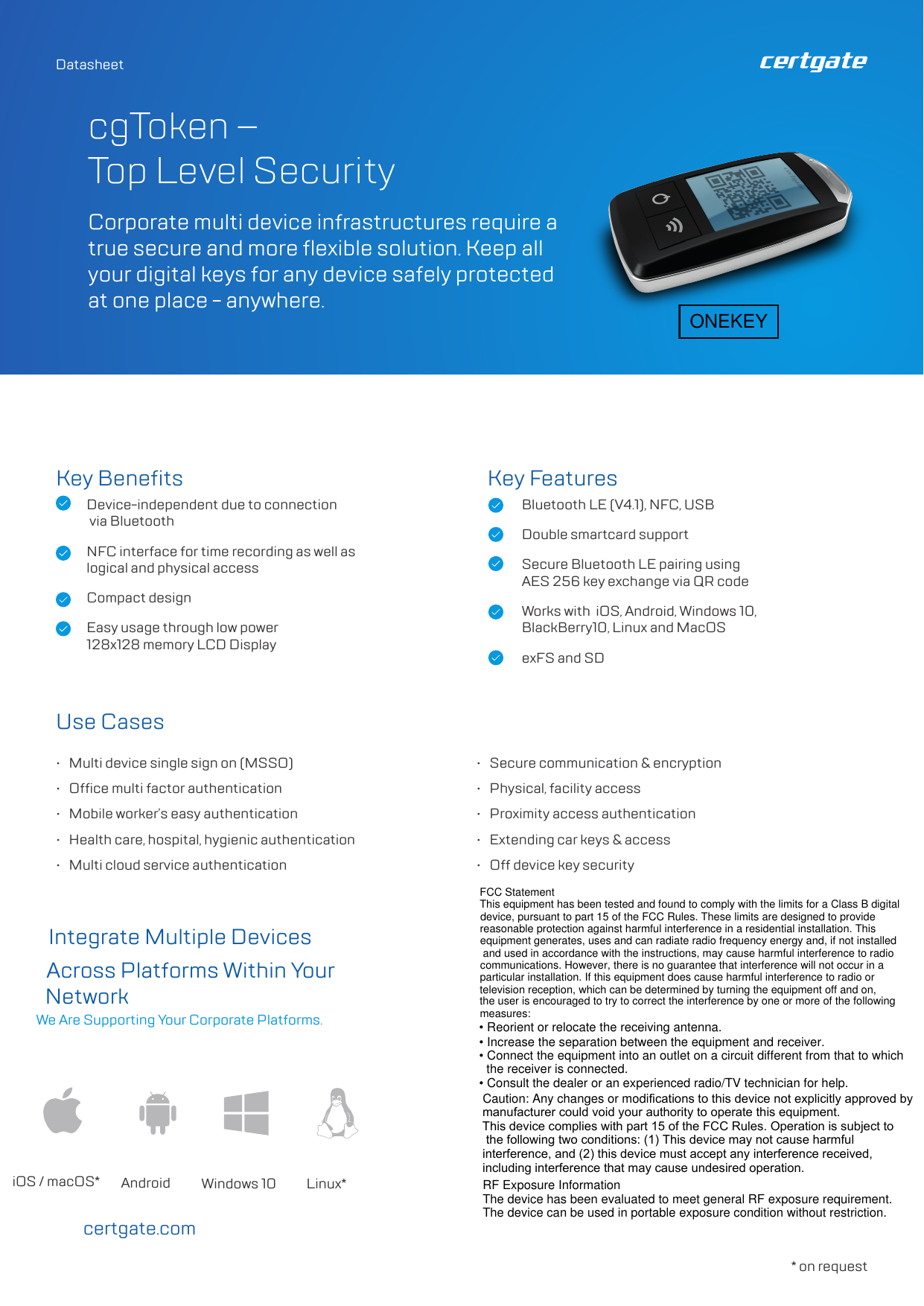 certgate ONEKEY ONEKEY ID User Manual
