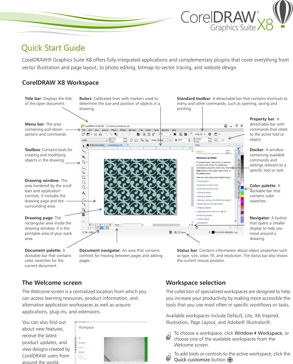 Corel CorelDRAW Graphics Suite X8 Quick Start Guide Draw CDRAW GS QSG EN