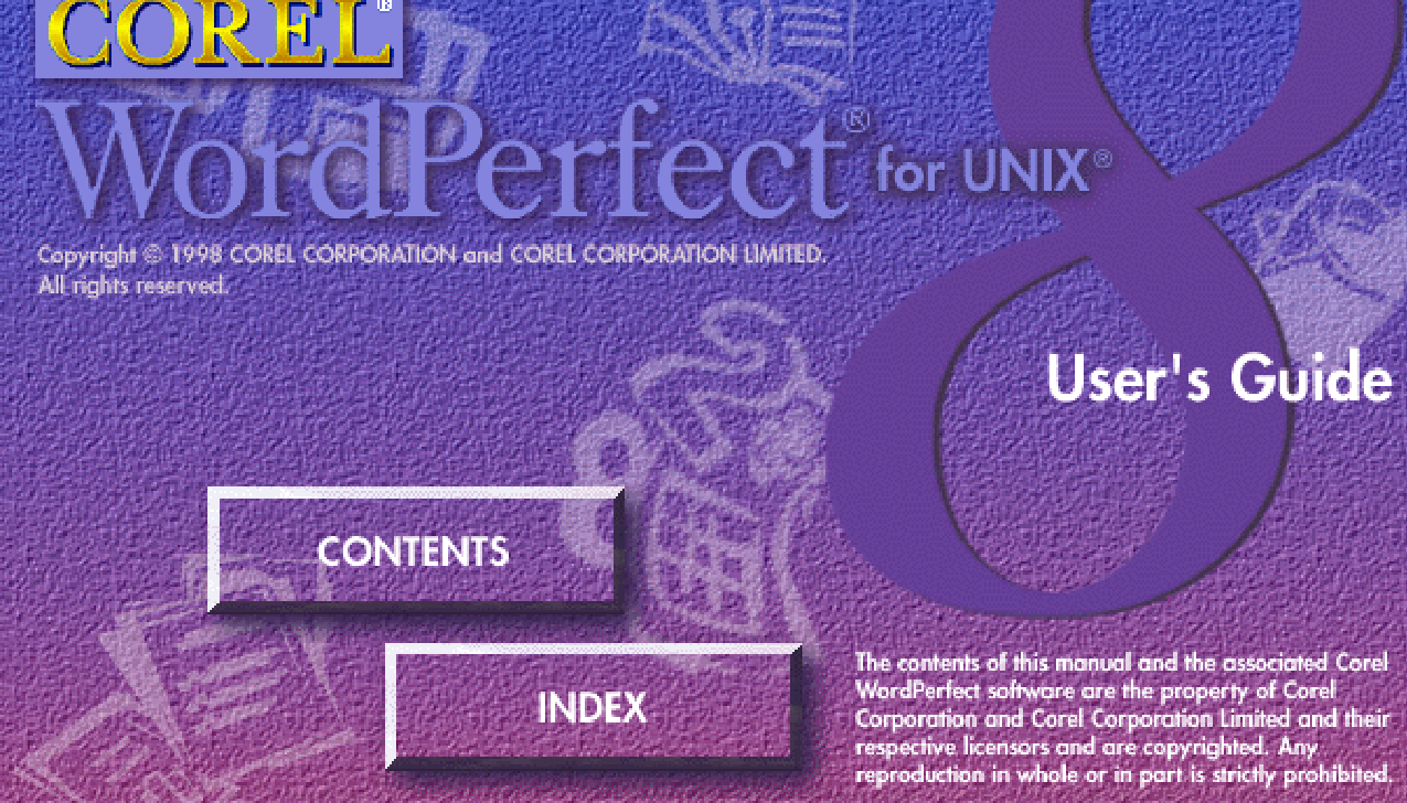 Corel Word Perfect 8 For UNIX Instruction Manual