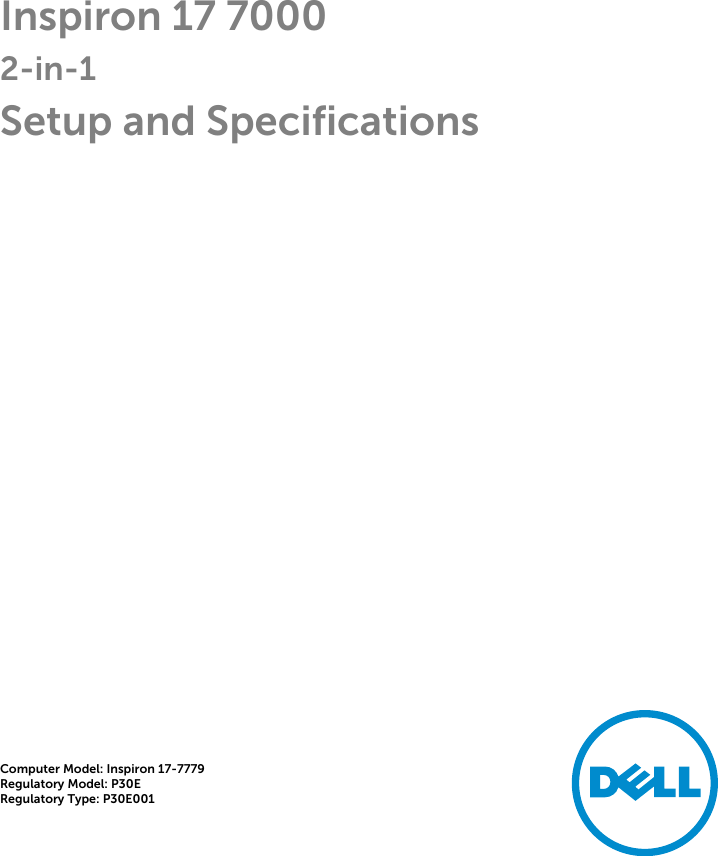 Dell Inspiron 17 7000 2 in 1 Setup And Specifications 7000 Series 7779 ...
