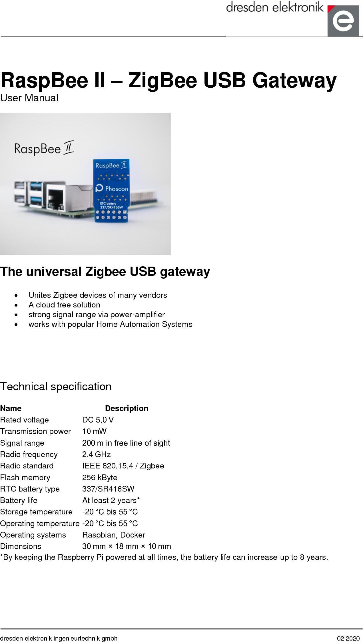 dresden elektronik ingenieurtechnik RASPBEE2 Generic Zigbee Gateway ...