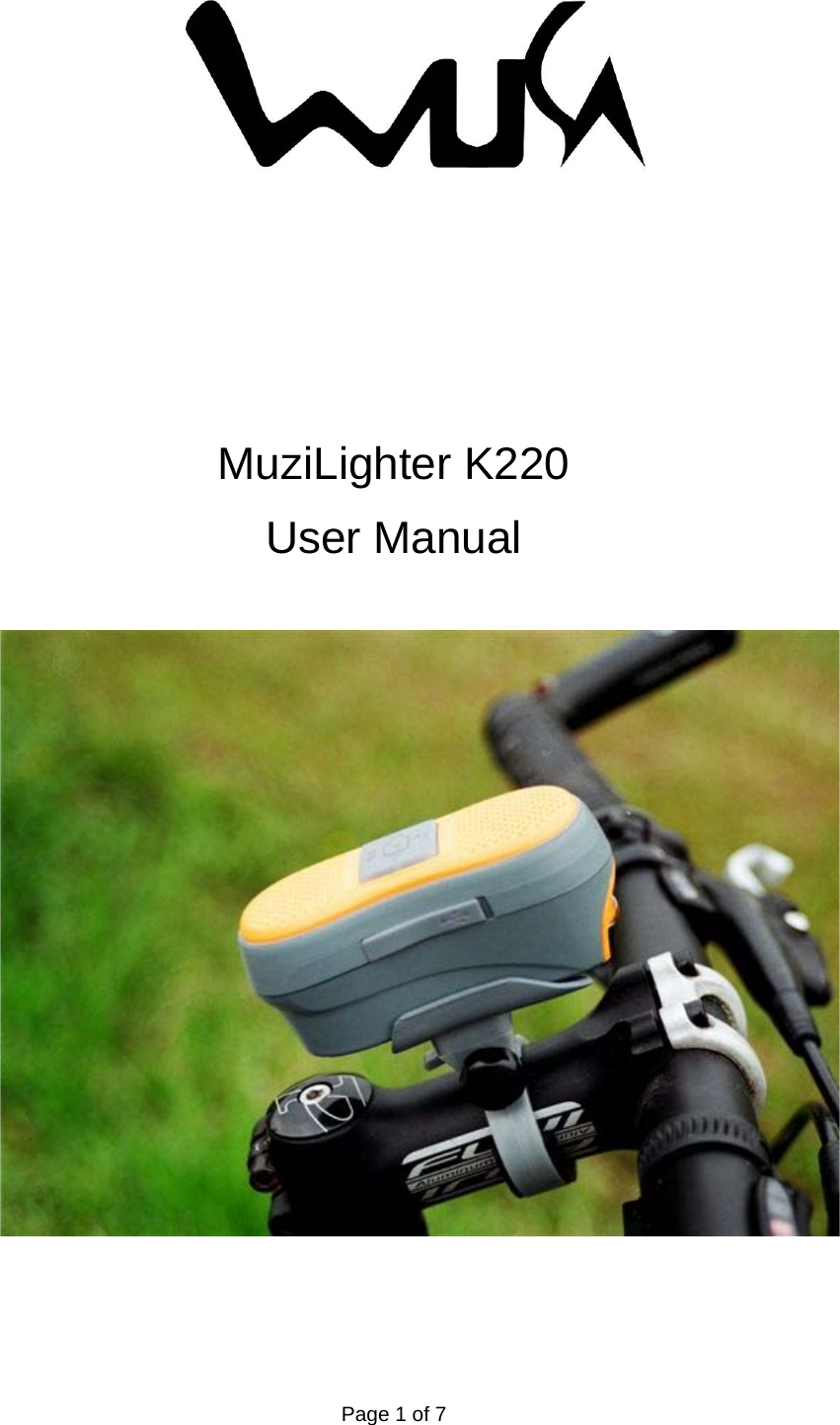 eComm Solutions K2XXV01 MuziLighter User Manual K220 User Guide
