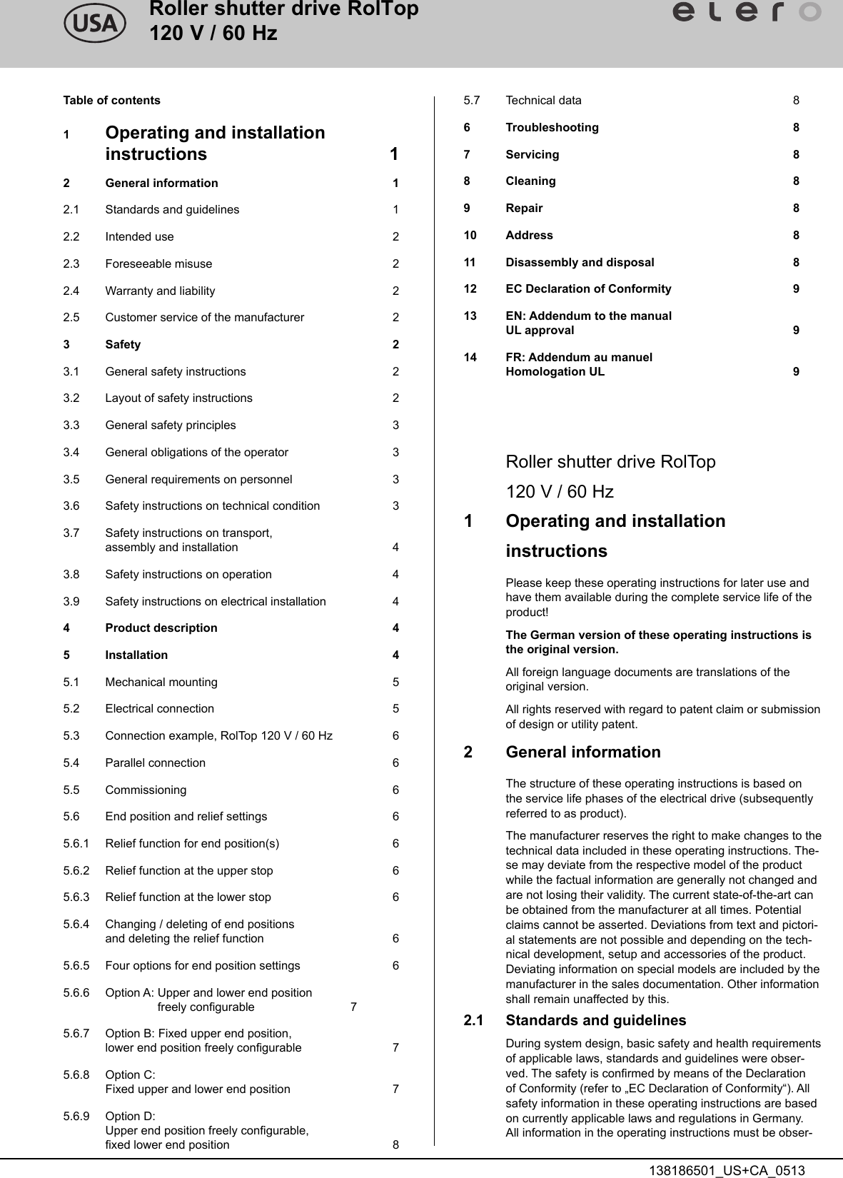 elero Antriebstechnik RT915 Tubular Motor with Electronic Limit Switch ...