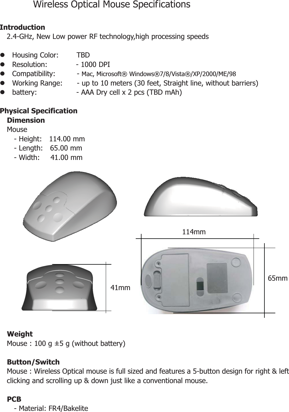 i Money Technology IMTC01TX 2.4GHz Wireless Waterproof Mouse User ...