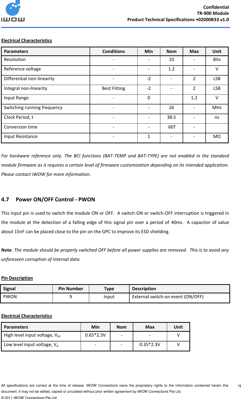 iWOW Connections TR9000311 TR-900 GSM/GPRS Module User Manual For ...