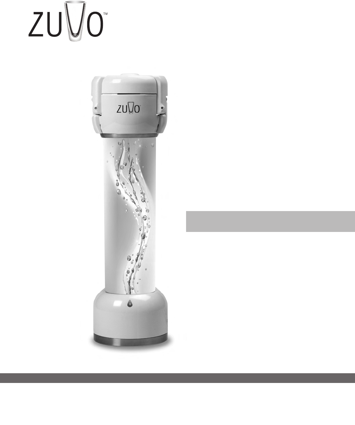 ZuVo Water 1XX3XXZXX001 ZuVo Water Filtration System (RFID) User Manual