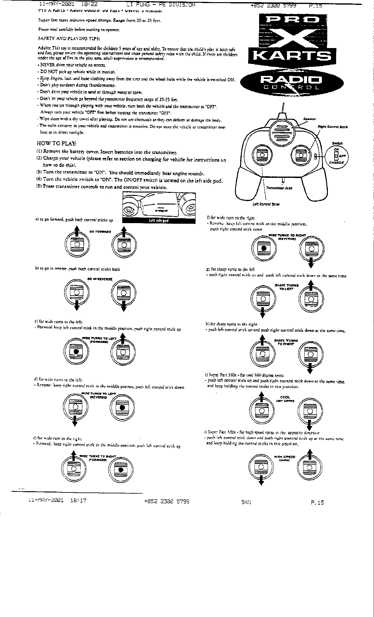 The Original San Francisco Toymaker 07576R Remote Control Toy Car User ...